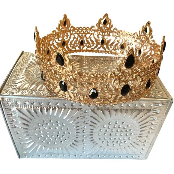 Unbranded | Hair | Gold Tonw Crown Garnet Colored Jewel Encrusted Tiara ...